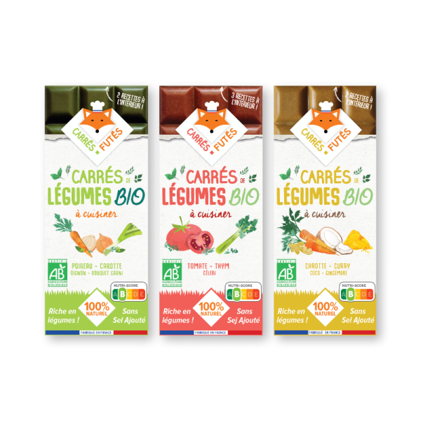 E-shop - Carrés Futés - tablettes de fruits et de légumes à cuisiner